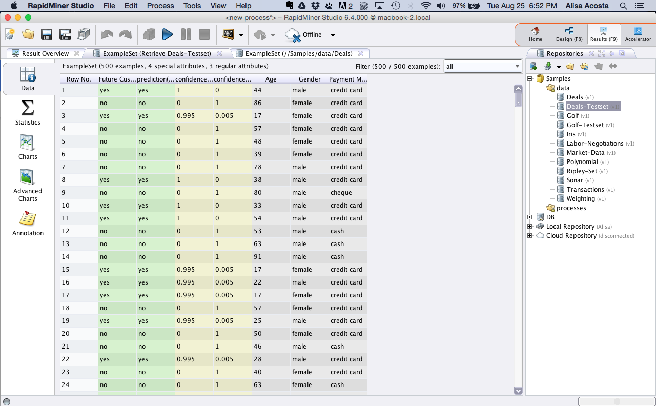 Exploring Learning Analytics Software: RapidMiner – Alisa Acosta