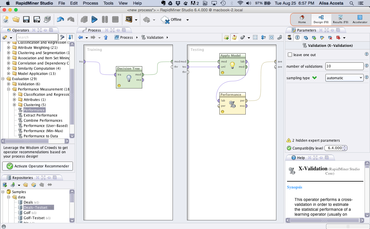 Exploring Learning Analytics Software: RapidMiner – Alisa Acosta